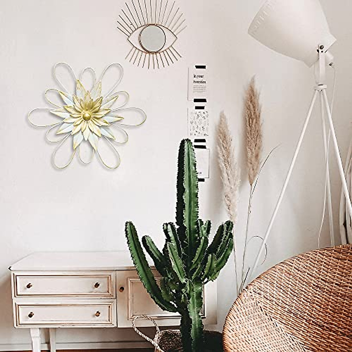 hogardeck Metal Flower Wall Decor - 13" Metal Floral Wall Decoration for Bedroom, Living Room, Bathroom, Kitchen, Outdoor Wall Art