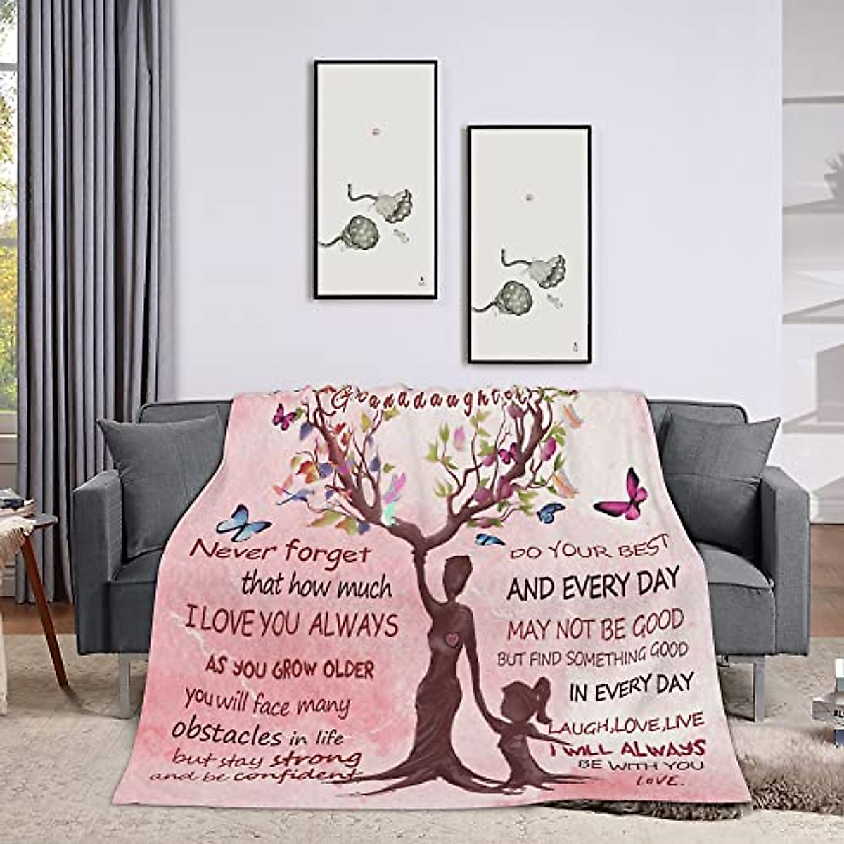 Birthday Gifts for Granddaughter,Granddaughter Birthday Gifts from Grandma,Granddaughter Blanket Gifts for Christmas Birthday Wedding Anniversary Graduation Valentine for My Granddaughter 50"x60"