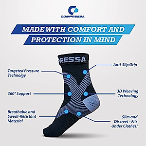 Compressa Ankle & Foot Compression Socks Authentic - Helps Relieve Plantar Fasciitis & Helps Reduce Swelling - All Day Comfort Socks For Joint Stability