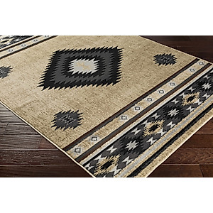 Hauteloom Hoylake Southwestern Tribal Living Room Bedroom Dining Room Aztec Area Rug - Native American Indian Indie Carpet - Brown, Gray, Black - 7'10" x 11'2"