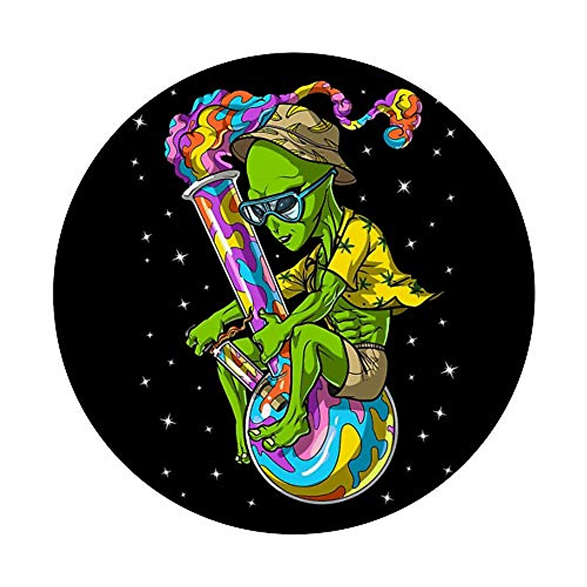 Psychedelic Alien Bong Space Stoner Marijuana Pot Smoke Weed PopSockets PopGrip: Swappable Grip for Phones & Tablets