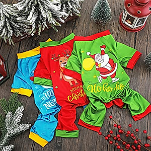 3 Pieces Christmas Dog Pajamas Dog Jumpsuit Pet Christmas Pajamas Clothes Holiday Dog Bodysuit Dog Puppy Rompers Bodysuit Santa Claus Snowman Elk Dog Apparel Jumpsuit for Pet Puppy Dog Cat (Medium)