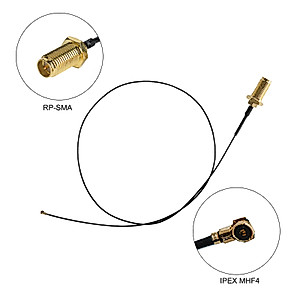 2 x 6dBi 2.4GHz 5GHz Dual Band WiFi RP-SMA Male Antenna+2 x 35CM RP-SMA IPEX MHF4 Pigtail Cable for M.2 NGFF WiFi WLAN Card