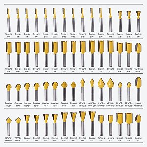 EilxMag 100 Pieces Router Bit Set, Router Bits 1/4 Inch Shank with Aluminum Storage Case Tungsten Carbide Router Bits Kit for Professional Woodworking