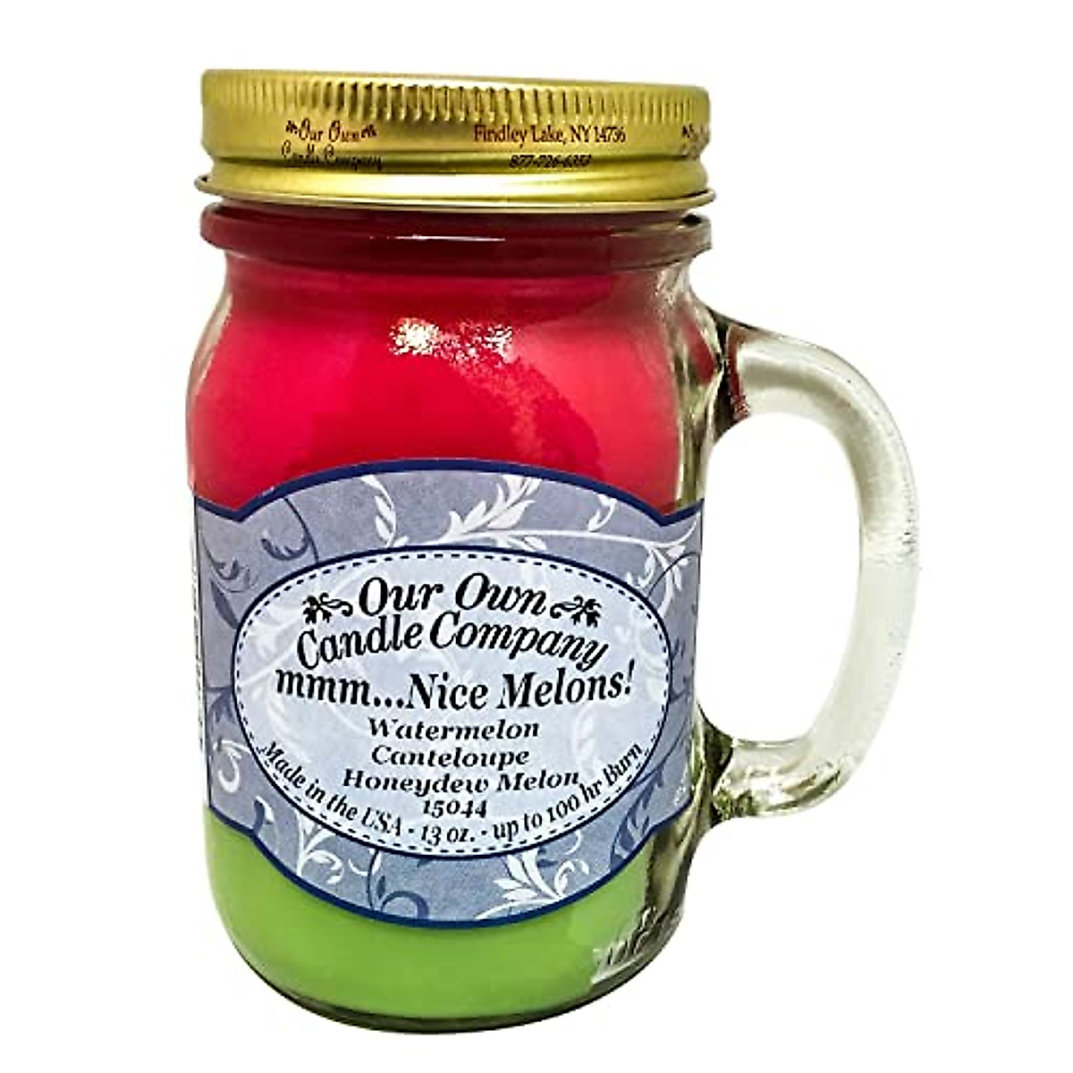 Our Own Candle Company Mmm… Nice Melons! Watermelon, Cantaloupe, Honeydew Melon Scented 13 Ounce Mason Jar Candle