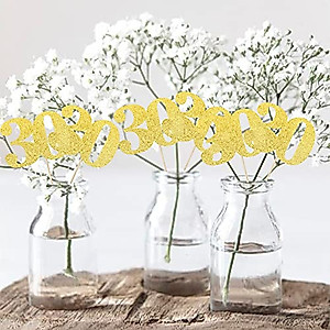 12 PCS Glitter 30th Birthday Centerpiece Sticks Number 30 Cake Toppers Thirty Table Flower Topper Decorations for 30th Birthday Anniversary Party Centerpiece Supplies Gold