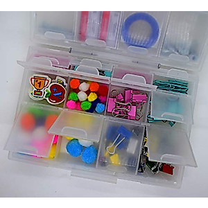 Aidetek Half Transparent BOX-ALL-24 Small Parts Beads Stationery Jewelry Box Organizer for Sorted Parts 3 Sizes 24 compartments with lid