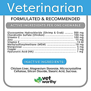 Vet Worthy Joint Support Level 1 Liver Flavored Chewable Tablet for Dogs (90 ct)