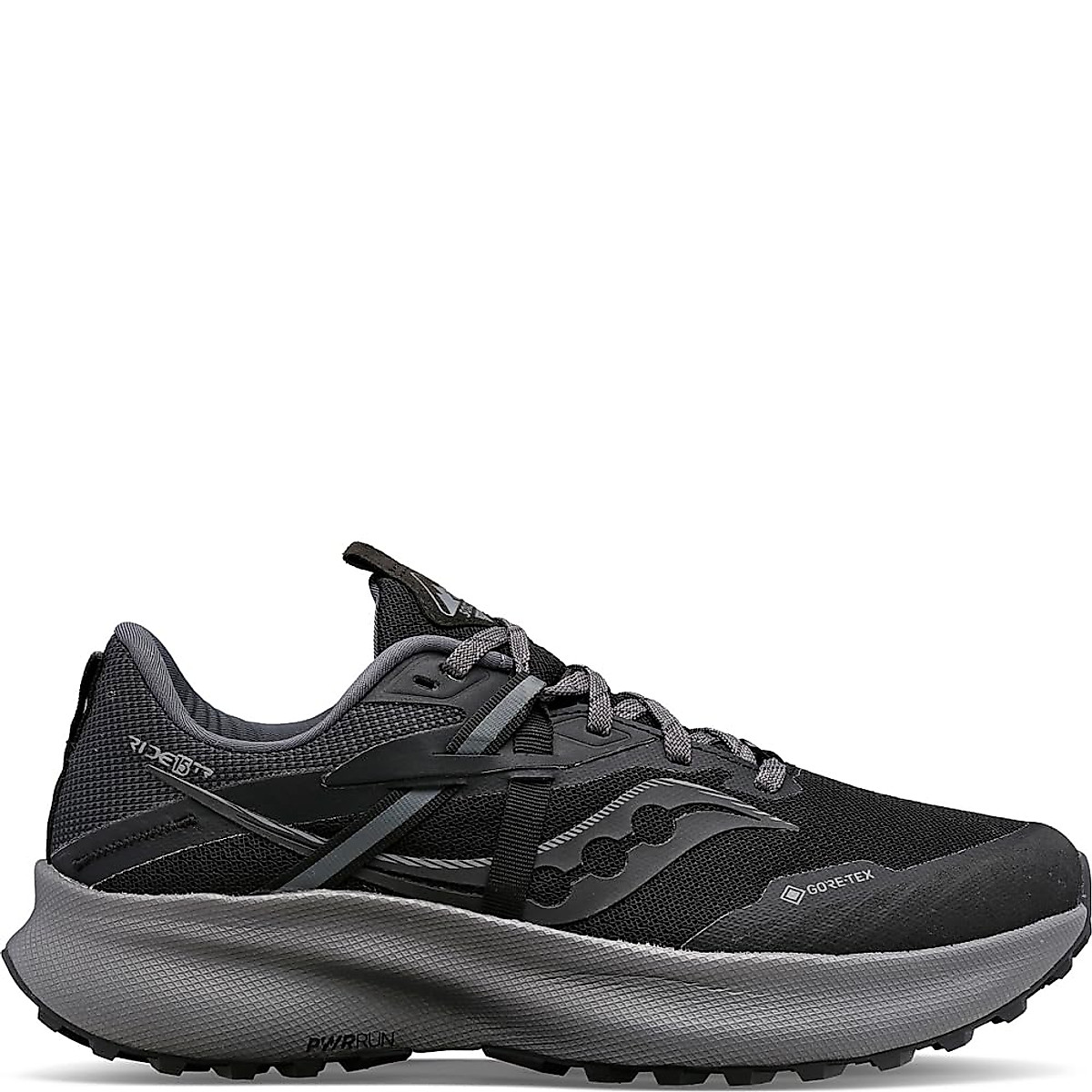 Saucony Women's Ride 15 TR Gore Tex Trail Running Shoe, Black/Charcoal, 8.5