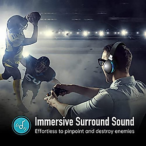 Wireless Gaming Headphones for All Kinds of Games, 30 Hours Playtime, Low Latency, Over-Ear Noise Cancelling Bluetooth Gaming Headphones with Dual Microphones, 3D Surround Sound, RGB Lighting