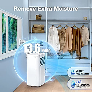 Rintuf Portable Air Conditioner, 8000 BTU AC Unit with Dehumidifier & Fan Modes, Up to 350 Sq.Ft, Remote Control, 24H On/Off Timer, Quiet Air Conditioner for Room, Window Mount Kit