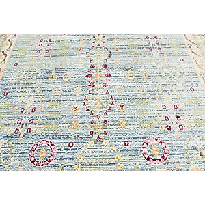 Unique Loom Austin Collection Traditional Border, Floral, Vintage Area Rug, 8' 0" x 10' 0", Blue/Green