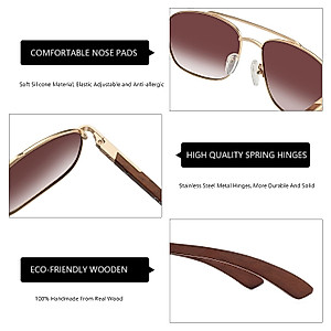 ZENOTTIC Aviator Wood Polarized Sunglasses for Men 100% UV Protection Fishing Driving Golf