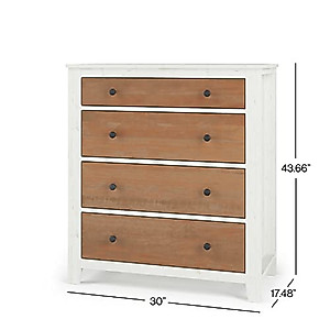 Child Craft Ocean Grove 4 Drawer Chest, Anti-Tip Kit, Extra-Large Storage Dresser for Baby Nursery, Kid’s Room and Bedroom (White/Brown)