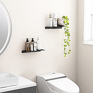 Black Floating Shelves for Wall Storage, Metal Wall Shelves for Living Room, Bathroom, Kitchen, 12” Small Display Shelves for Collectibles(2 PCS)