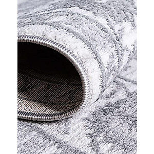 Unique Loom Boston Collection Area Rug - Floral (5' 3" x 8' Oval, white Gray/ Ivory)