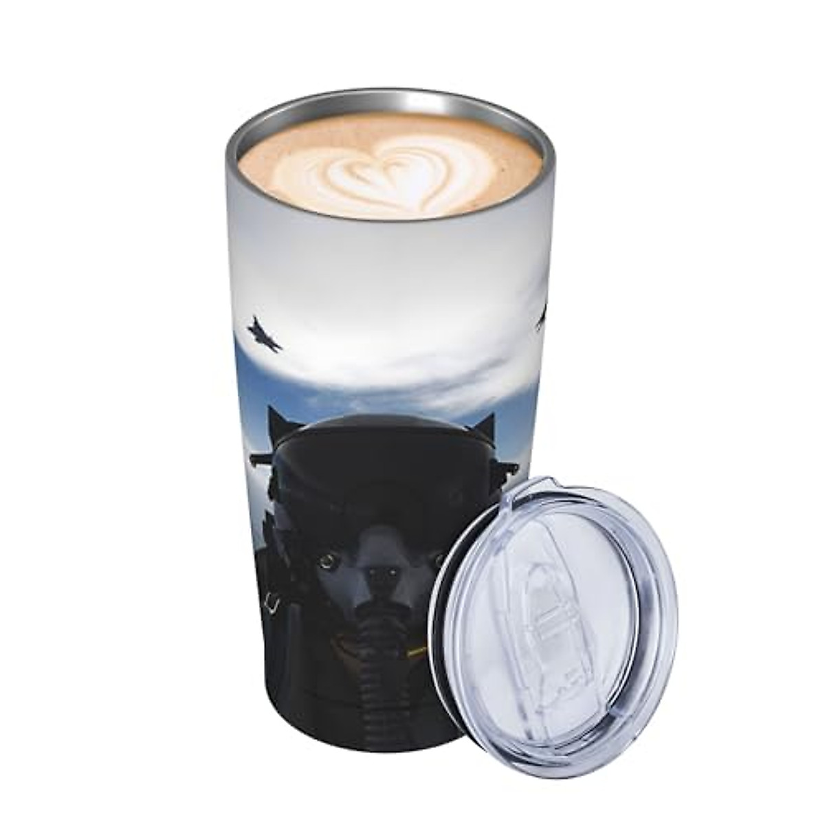 20oz Insulated Tumblers with Lids and Straws Awesome Fighter Pilot Stainless Steel Coffee Tumbler Cup Double Wall Vacuum Travel Coffee Mugs for Home, Office, Outdoor