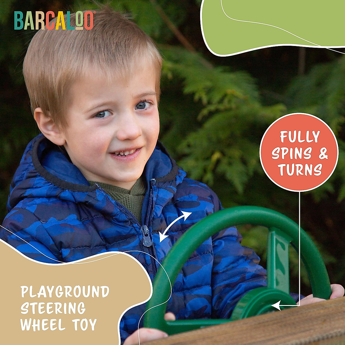 Barcaloo Playground Equipment Steering Wheel, Jungle Gym Accessory for Backyard Swing Set, Driving Wheel for Kids, Easily Mounted on Any Wall Panel, Swing Set Steering Wheel for Toddler