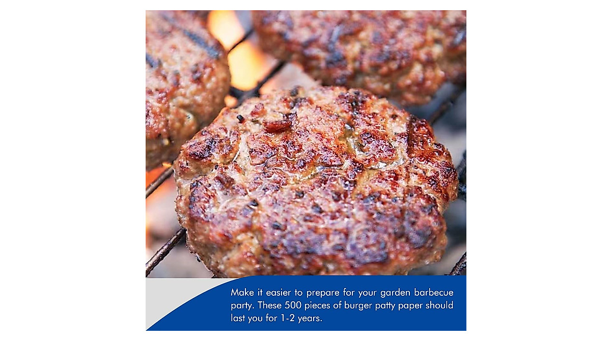 Burger Patty Paper 5.5 Inch Set of 500 - Non-Stick Hamburger Sheets