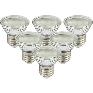 PAR16 LED Bulb Short Neck Recessed Spotlight, 5W (50W Equivalent) Curio Cabinet Light Bulb, 500 Lumens Dimmable China Cabinet Light Bulbs, Small Light Bulbs 2700K Warm White (Pack of 6)