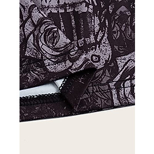 SOLY HUX Women's Skull Floral Print Tube Crop Top Sleeveless Strapless Bandeau Y2K Tops Multi Graphic L