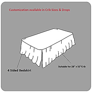 Crib Bed Skirt Dust Ruffle - Crib Dust Ruffle with Split Corners - Baby Crib Bedskirts 600TC 100% Cotton - Nursery Crib BeddLing Infants Toddler Bedskirt - 14" Drop (28"x52" - Standard, White)