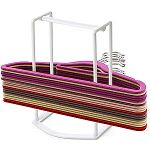 HAKDAY Hanger Stacker Organizer Stand, White Portable Hanger Holder Laundry Room Organization Hanger Rack Storage