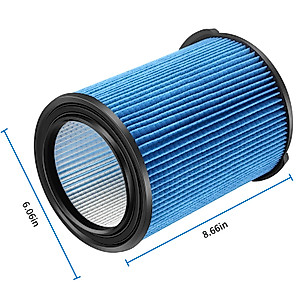 VF5000 Replacement Vacuum Filter 3 Layer Pleated with High Efficiency Particle Air Filter Material Compatible with Rigid Shop Vac 6-20 Gallon Wet Dry Vacuums (2 Packs)