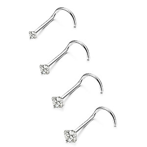 Jstyle 20G 1.5mm 2mm 2.5mm 3mm 3.5mm 4mm Round Diamond CZ Nose Screw Studs Rings Piercing Jewelry