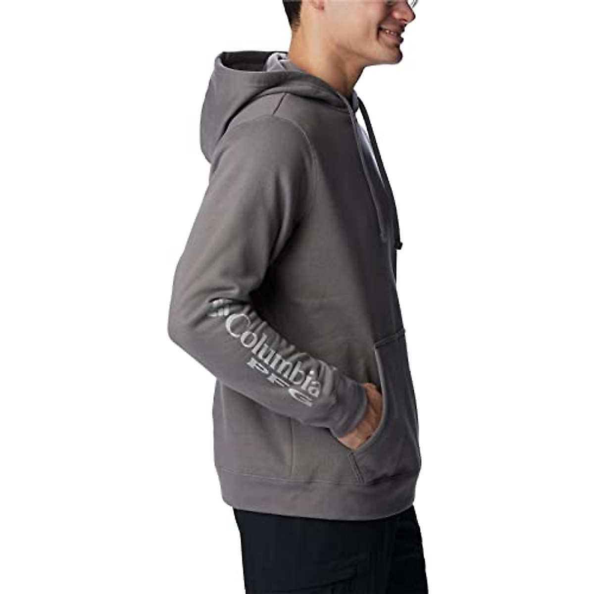 Columbia Men's PFG Sleeve II Graphic Hoodie, City Grey/Cool Grey Logo, X-Large
