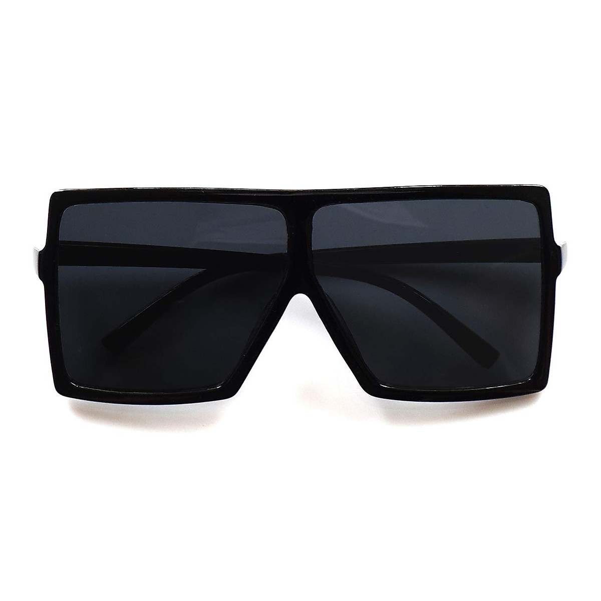 JUSLINK Oversized Square Sunglasses for Women Trendy Flat Top Fashion Shades (Black, 1 pack)