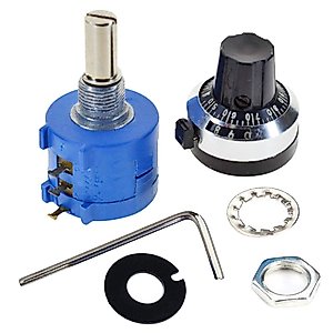 Onwon 1K Ohm Resistor 10 Turn Potentiometer 2W Wirewound Multi-Turn Adjustable Precision Potentiometer with 10 Turn Counting Dial Rotary Knob 6mm Shaft (1K Ohm)