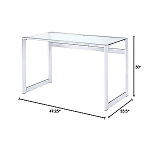 Coaster Home Furnishings Hartford Glass Top Writing Desk Chrome