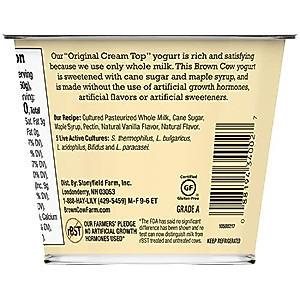 Brown Cow Cream Top Vanilla Whole Milk Yogurt, 5.3 oz. Cup - Creamy, Delicious Yogurt
