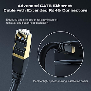 DbillionDa Ethernet Cable, RJ45 Cable, 26AWG Cat 8 6Feet (2 Pack) LAN, High Speed Network Cable with Gold Plated RJ45 Connector 40Gbps 2000Mhz S/FTP LAN Wires for Gaming, Xbox, Modem, Router