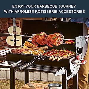 Apromise Rotisserie Motor - Stainless Steel Rotisserie Spit Motor 6W 110 Volts with Waterproof On/Off Switch | Powerful Rotisserie Motor Hold Up to 50 Pounds Capacity - Silver