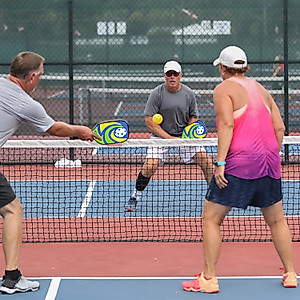 Innoglory Pickleball Set with 4 Paddles and Net 12 Pickleballs, 22FT PE Anti-Aging Net, Anti-Rust Frame, 4 Wooden Pickleball Paddles,6 Outdoor Pickleballs 6 Indoor Pickleballs with Carry Bag