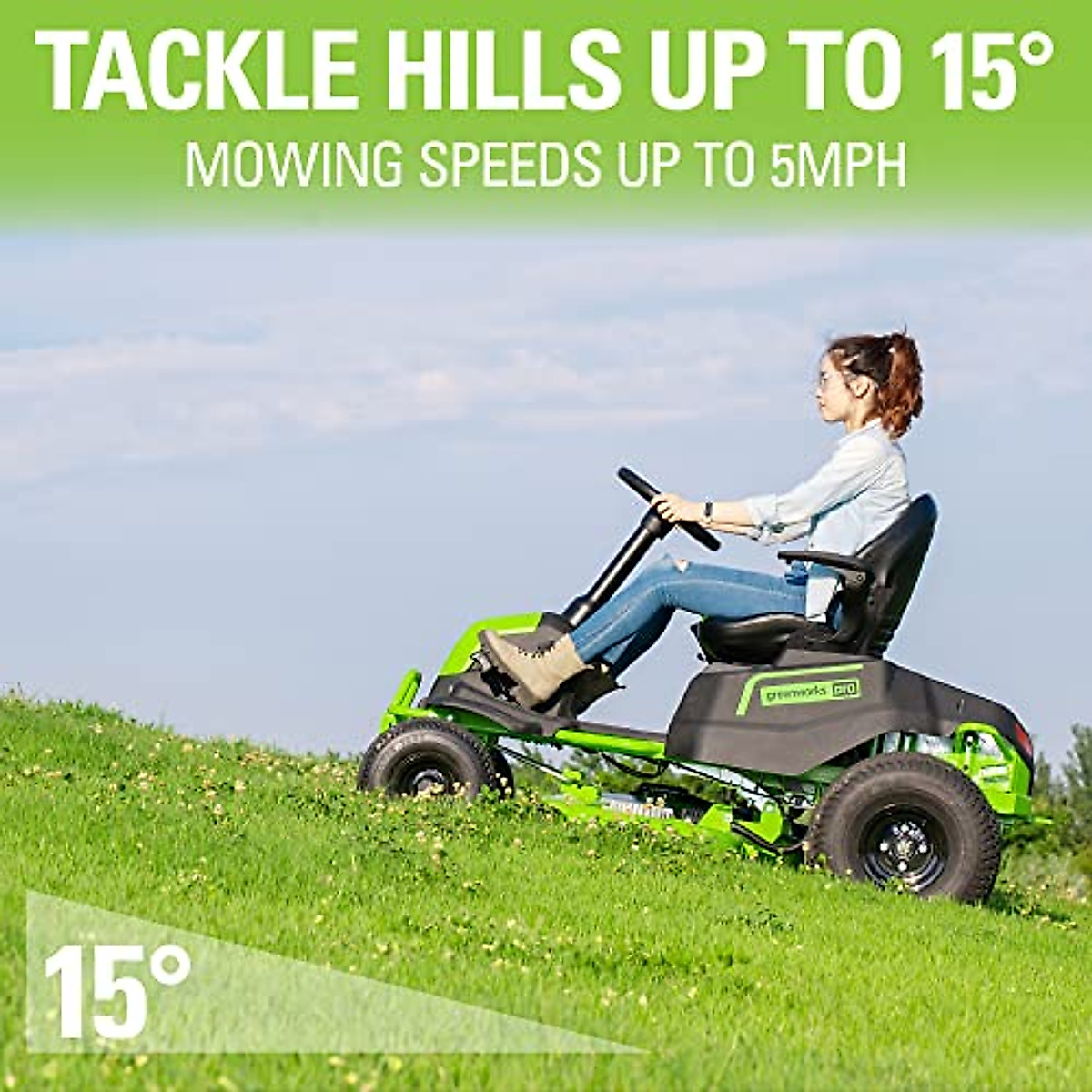 Greenworks PRO 80V 42” Electric Lawn Tractor, Riding Lawn Mower with (6) 4.0Ah Batteries and (3) Dual Port Turbo Chargers Included