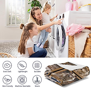 SKT T1 Wolf Blanket Funny Wolf Wolves Animal Throw Blankets for Men Women Kids, Brown Wolf Gifts for Christmas Birthday, Soft Comfy Warm Flannel Blankets for Sofa Bed Couch Camping Travel 60"x50"