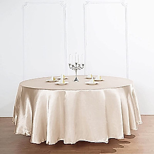 Beige 108" Satin Round Tablecloth