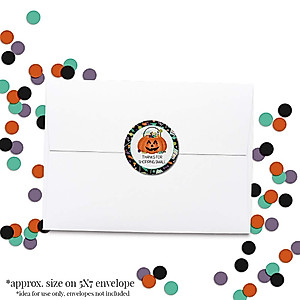 Halloween Themed Thank You For Shopping Small Customer Appreciation Sticker Labels for Small Businesses, 60 1.5" Circle Stickers by AmandaCreation, Great for Envelopes, Postcards, Direct Mail, & More!