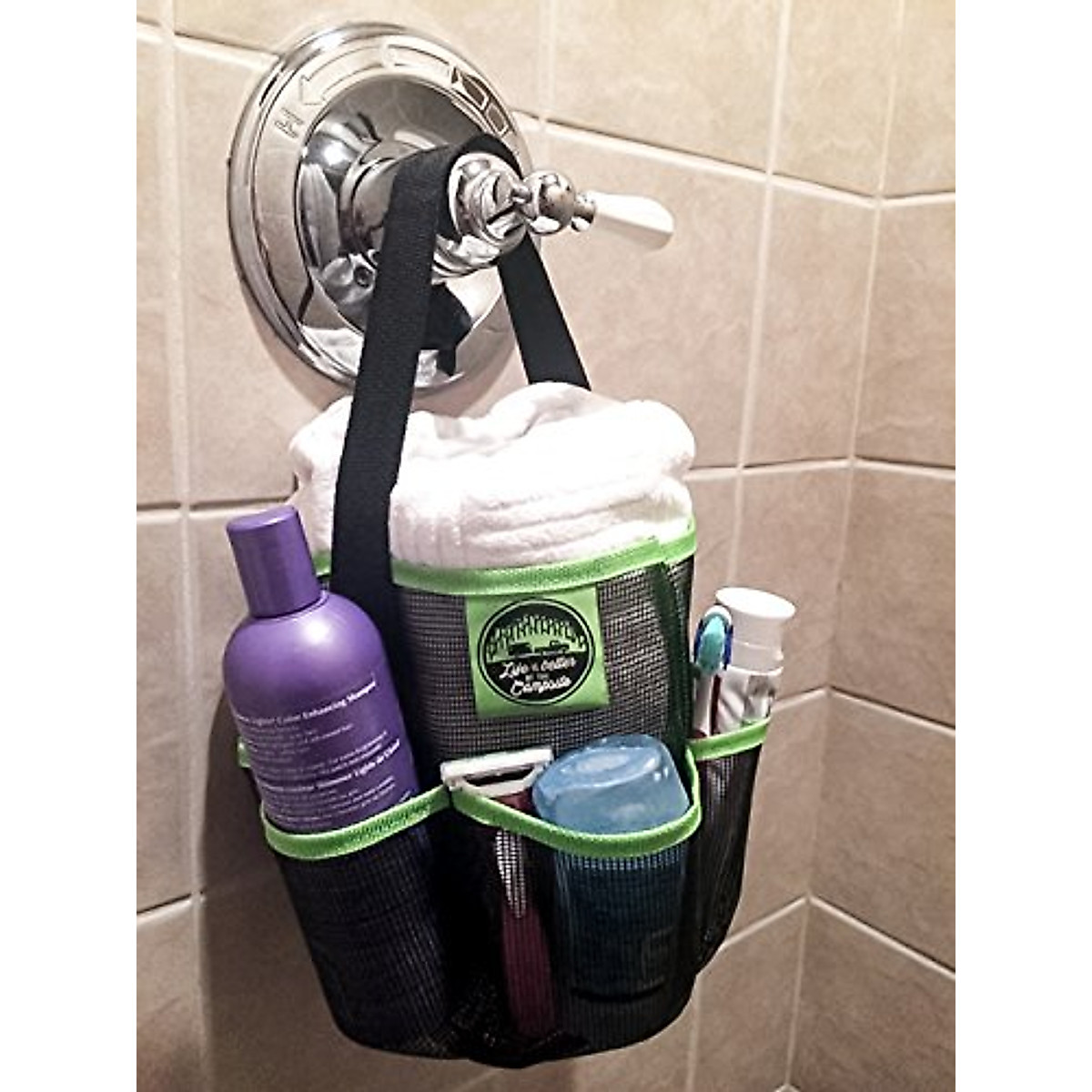 Camco 51997 Shower Caddy, 1 Pack, Black/Green