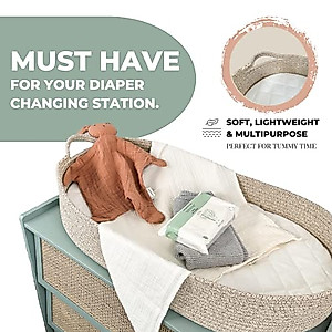 Baby Moses Changing Pad For Dresser - Moses Basket For Babies With Diaper Changing Pad - Sturdy Thick Rope Baby Changing Basket - Baby Diaper Changing Station - Boho Baby Nursery Changing Table Topper