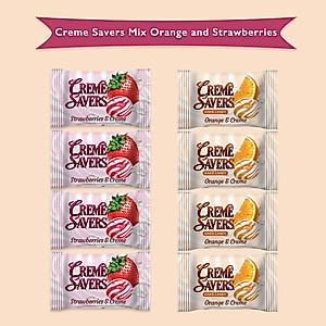 Orange and Strawberry Cream Savers Mixed 2LB Bulk Bag of Creme Savers, Cream Saver Candy, Creme Savers Strawberry and Cream, Strawberry Creme Savers Hard Candy, Creamsavers, Orange Creme Savers