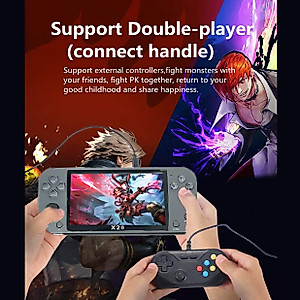 Joseky X20 Handheld Game Console - Support External Handles and Built-in 1000+ Classic Games, Two-Player Mode TV HD Output 5.1-inch Large-Screen Multi-Function Game Console (Black)