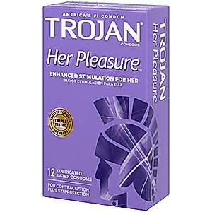 Trojan Her Pleasure Sensations Lubricated Condoms - 12 Count (Packaging May Vary)