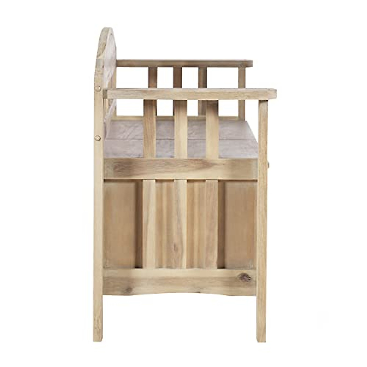 Linon Natural Washed Storage Frankie Bench, Seat Height of 18"