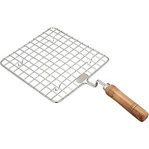 Satre Online And Marketing Wooden Sqaure Roasting Net,Stainless Steel Wire Roaster,Wooden Handle Round with Roasting Net,Roasting Net,Square Roasting Net,Papad Jali,Roti Jali,Roaster