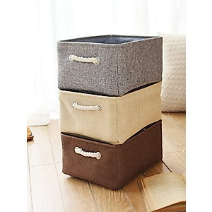 Queenie 2 Pack Closet Canvas Fabric Storage Basket, Gray, 17" x 8" x 5"