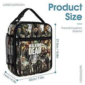 Waterproof Portable Insulation Lunch Tote The Apocalyptic Walking Horror Drama Dead Lunch Bag Gourmet Handbags Cooler Container for Camping Lunchboxes Storage Organizer